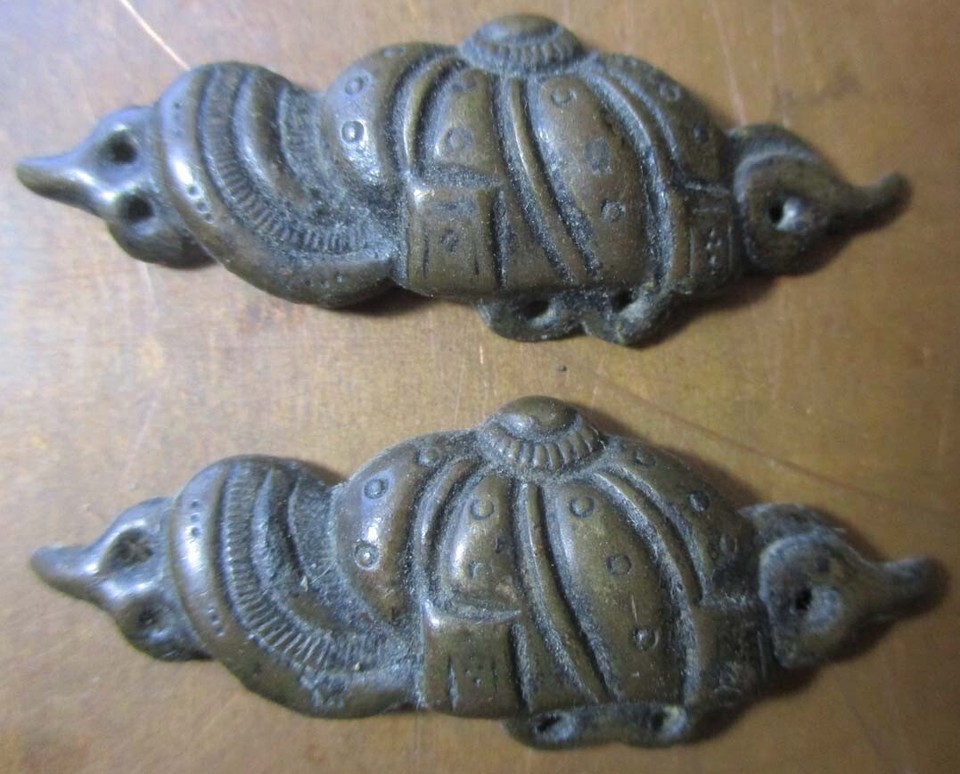 ANTIQUE PAIR MENUKI JAPANESE SWORD FITTINGS MIXED METAL GOURD ABSTRACT ...