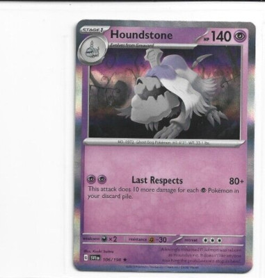 HOLOGRAM FOIL Houndstone 106/198 Scarlet and Violet Pokemon rare ...