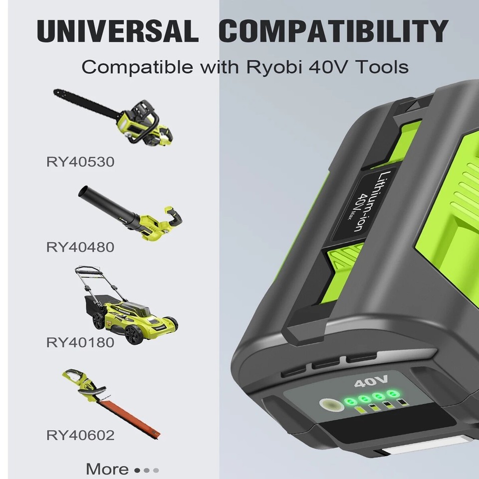 2Pack 8.0Ah For Ryobi 40Volt Battery High Capacity Lithium ion OP4050 ...