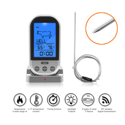 Wireless Remote Thermometer Probe BBQ Grill Meat Kitchen Oven Food ...