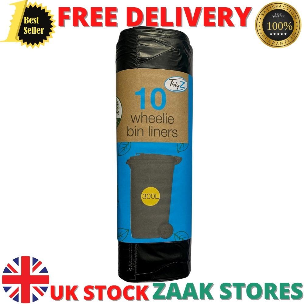 Wheelie Bin Liners 300L Black Recycle Rubbish Waste Bags Strong Refuse ...