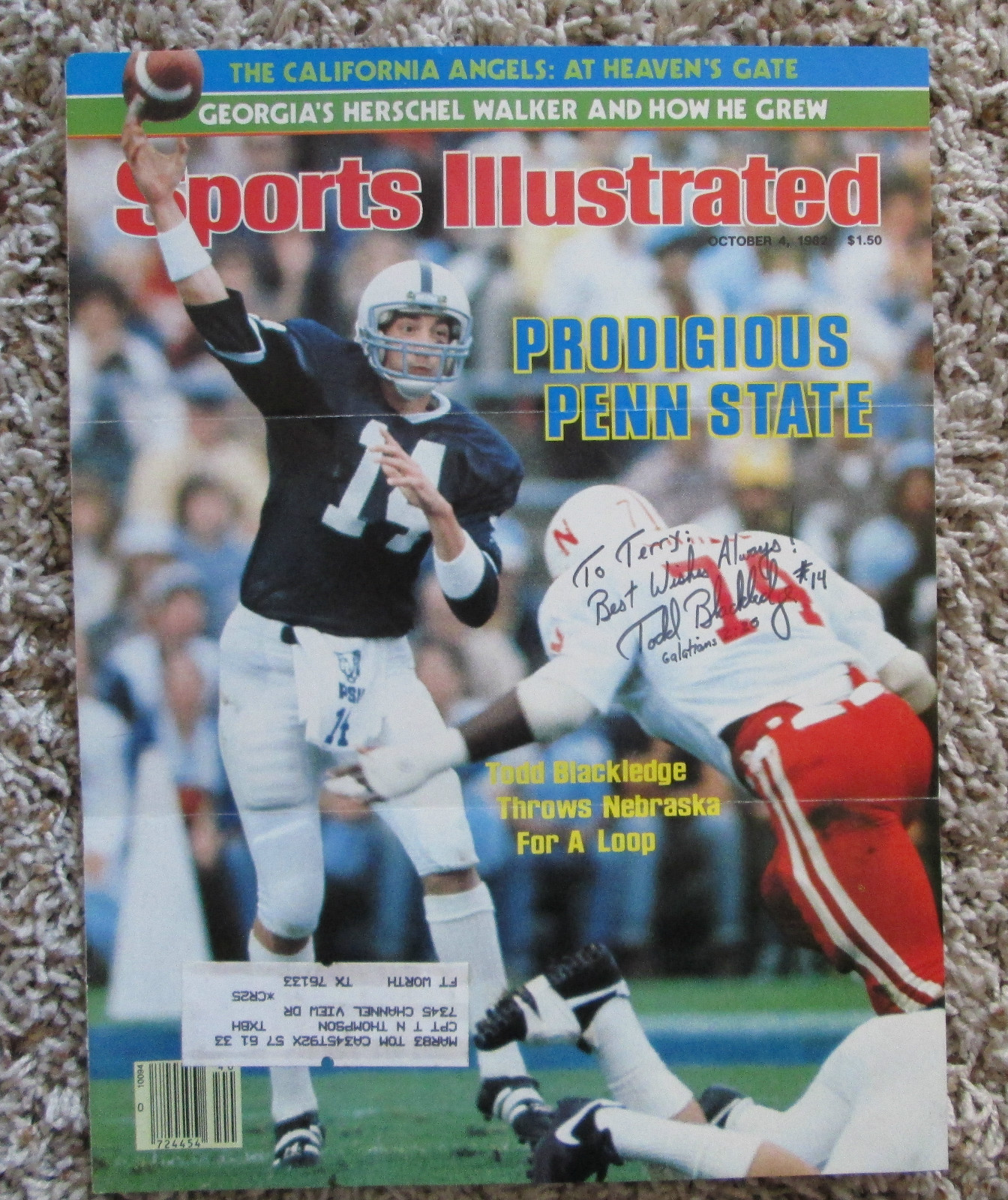 RARE TODD BLACKLEDGE AUTO SIGNED SI COVER PENN STATE NITTANY LIONS | eBay