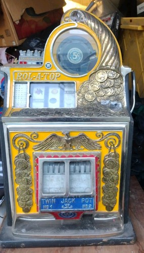1930's Watling Rol-A-Top Front Twin 5 Cent Jackpot Slot Machine Needs ...