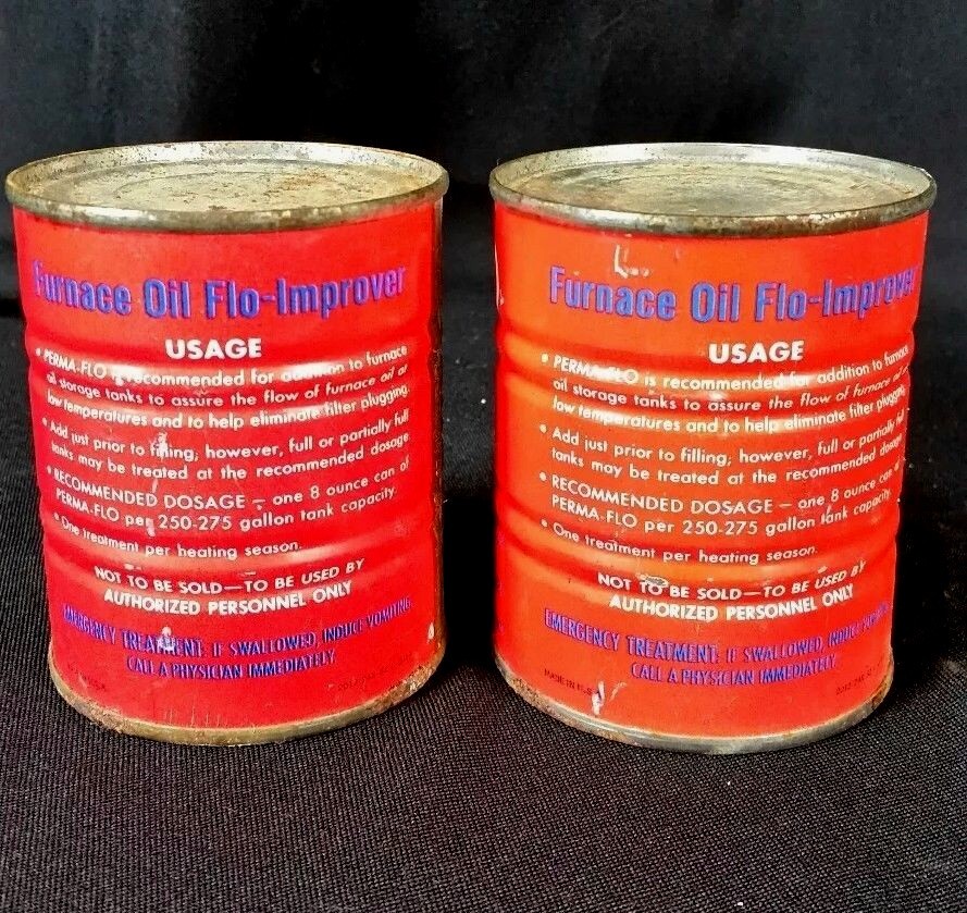 Lot of 2 Perma-flo American Oil Co Furnace oil additive metal cans ...