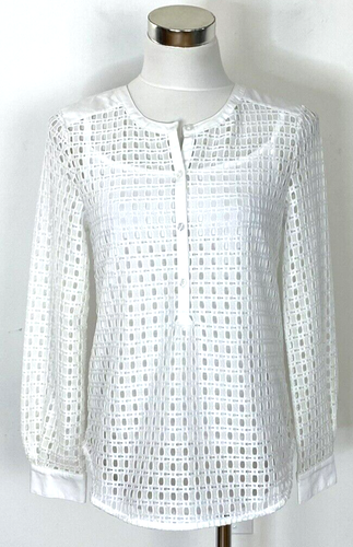 Banana Republic Women’s S Shirt Open Mesh Lace Blouse Layered White ...