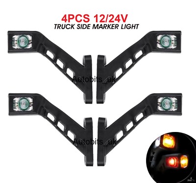 4x 3 Function Side Stalk Marker Led Lights Clear Lens For Trailer Truck ...