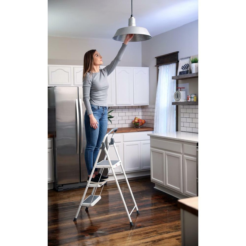 Gorilla 3-Step Steel Stool Ladder 225 lbs Capacity Type II (9ft. Reach ...
