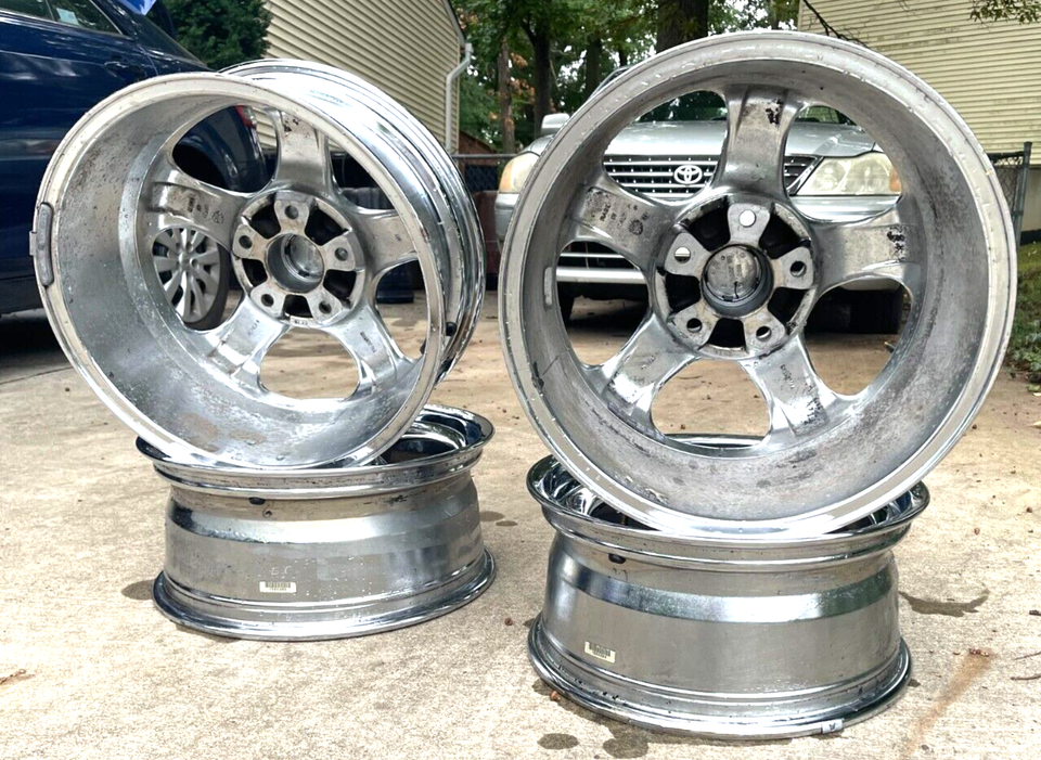 SET OF 4 OEM GENUINE PORSCHE CHROME RIMS 17" SIZE - MADE IN ITALY-ONE ...