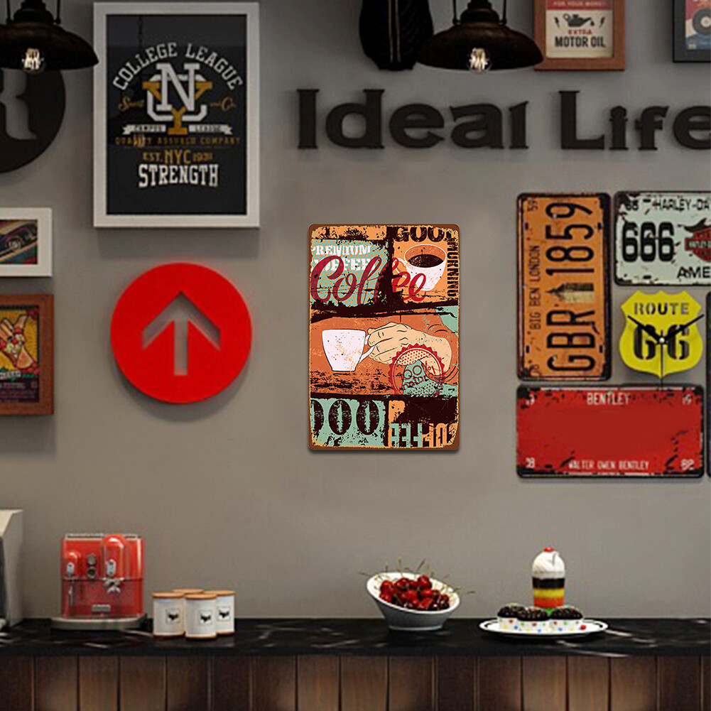 Rectangle Coffee Metal Signs Retro Waterproof Door Hanging Board (9339 ...