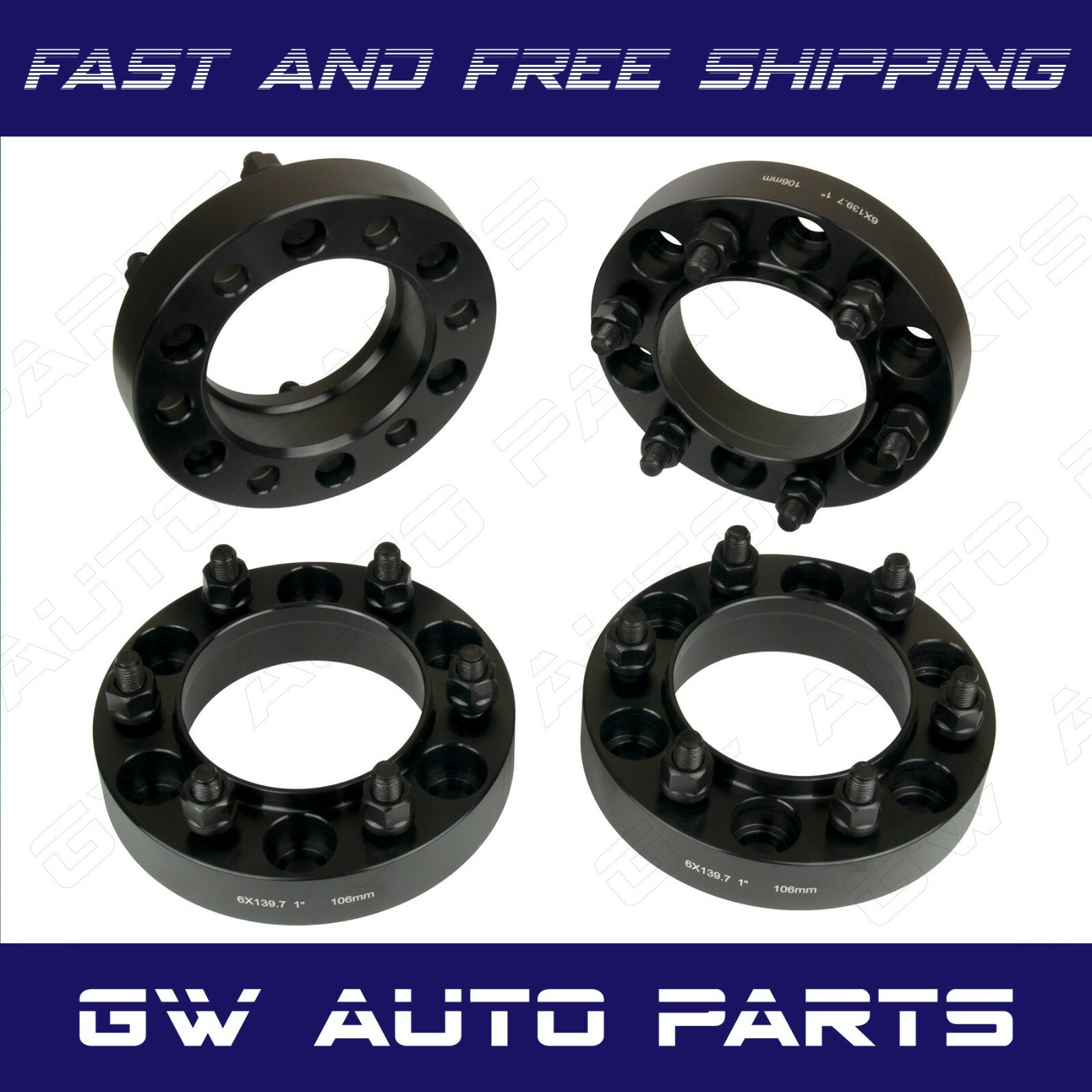 4PC 1" HUB CENTRIC WHEEL SPACER 6X4.5 or 6x114.3 CB66.1mm 12X1.25 Fit ...