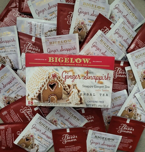 Bigelow GINGER Snappish Herbal Tea Caffeine Free 108Individual Wrap ...