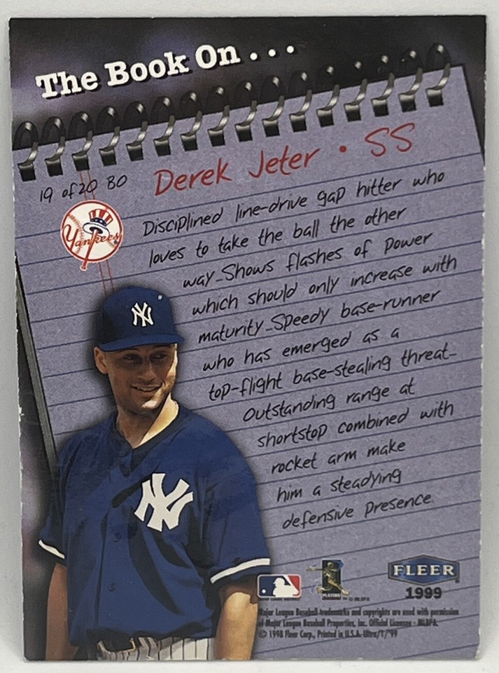 Derek Jeter 1999 Ultra "The Book On" Embossed Insert | eBay