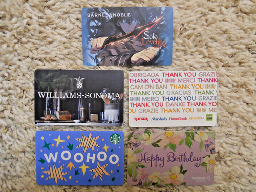 Collectible Gift Cards, five new, unused cards, no value on the cards ...