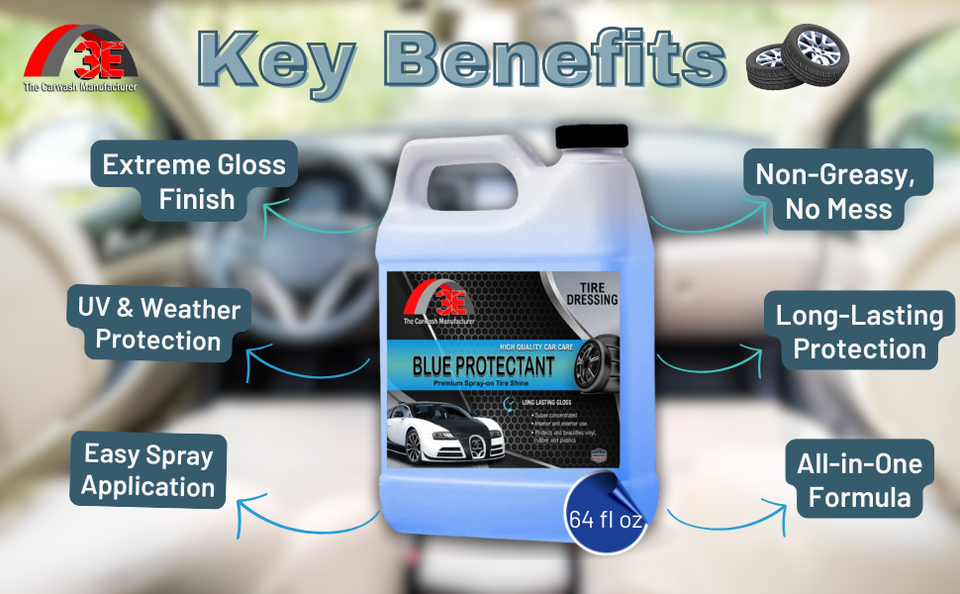 MAGIC BLUE TIRE DRESSING 64OZ WET LOOK TYRE SHINE GLOSS BLACK FINISH ...