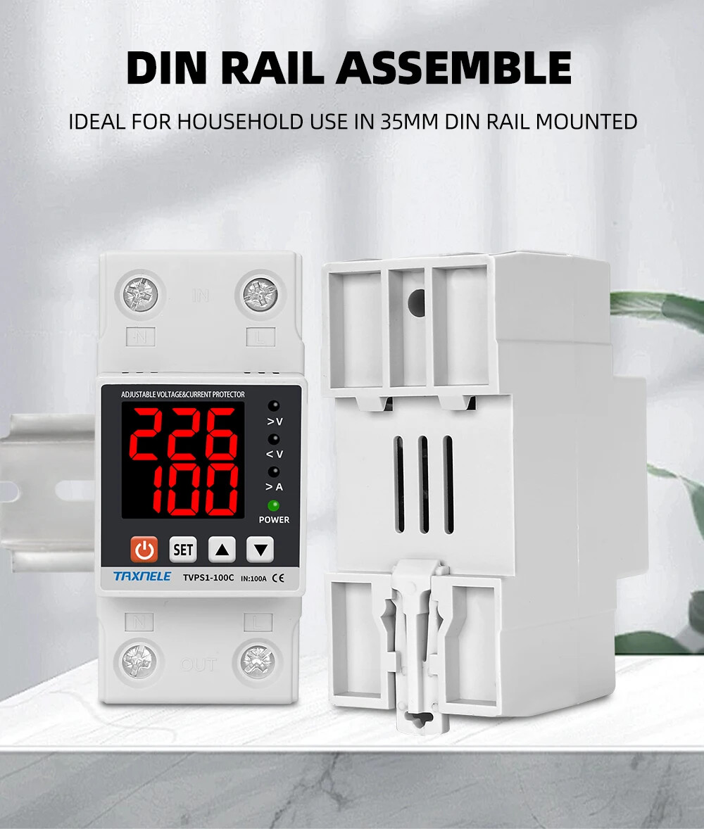 SVP716 110VAC 120VAC 40A 63A Din Rail Dual Display Adjustable Over ...