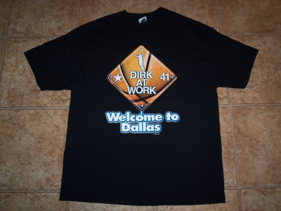 NBA Dallas Mavericks "Dirk At Work" #41 Dirk Nowitzki Black Graphic T ...
