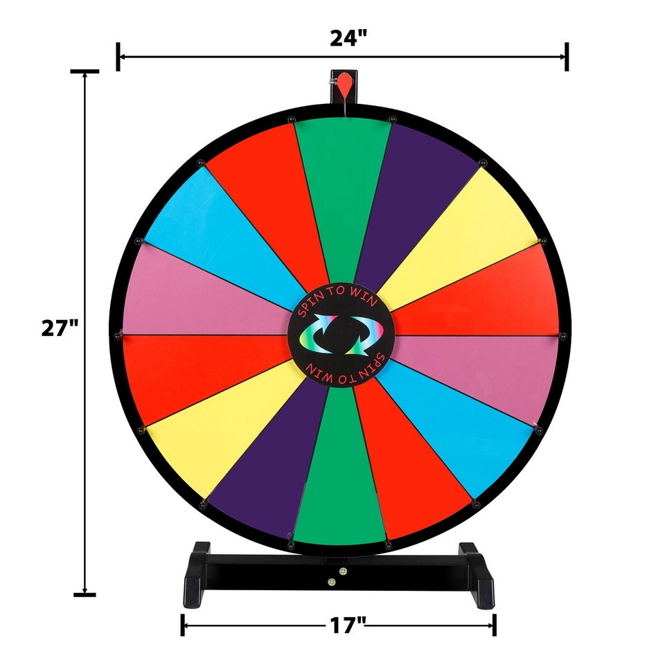 24"Color Prize Wheel Fortune Detachable Stand Carnival Spinnig Game Dry ...