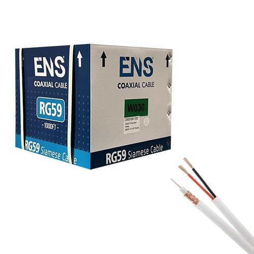 ENS RG59 Coax 1000FT Solid Bare Copper Siamese Coaxial Cable Bulk- 20 ...