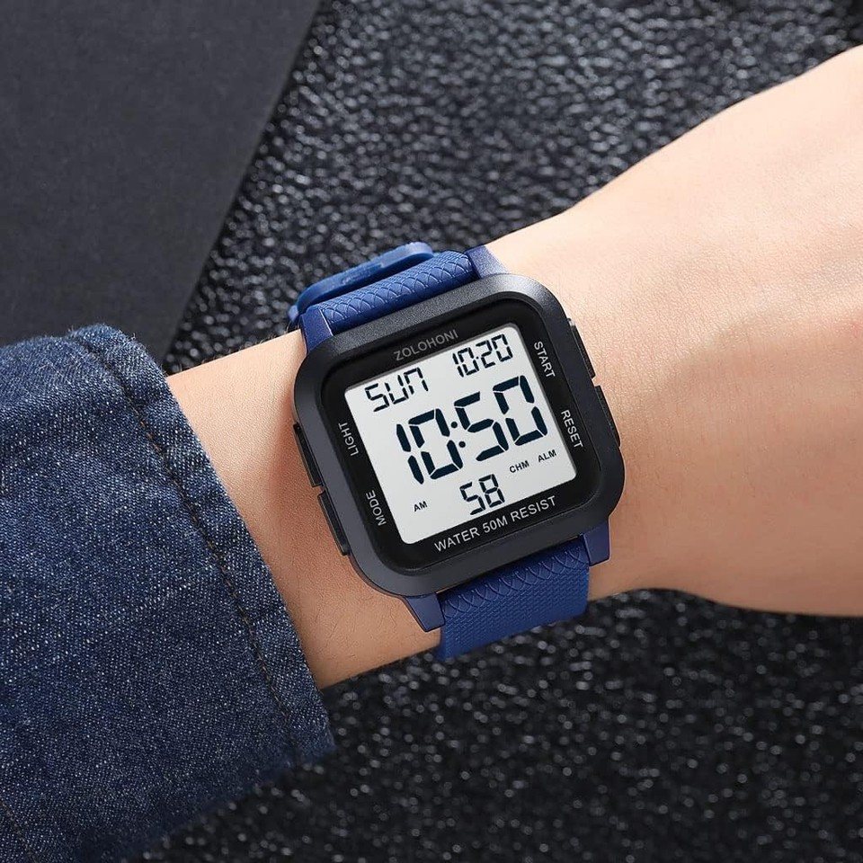 Men’s Digital Watch for Men, Stainless Steel Square Watches, Mens Wrist ...