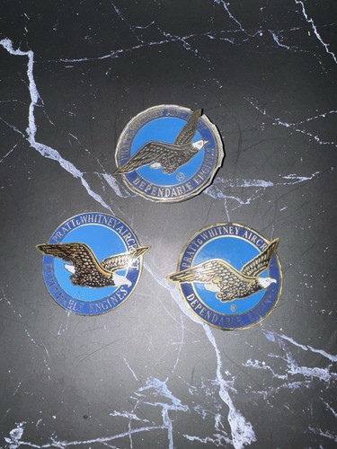 Vintage OEM PRATT & WHITNEY ENGINE BADGE Lot of 3 Concave Enamel on ...