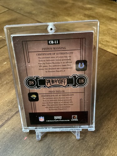 2004 Donruss Playoff Football Peyton Manning & Fred Taylor Game Worn ...