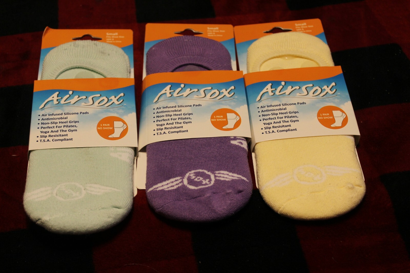 LOT OF 3 NEW Air Sox Non Slip Yoga Workout Size S NO SHOW socks (B13 ...