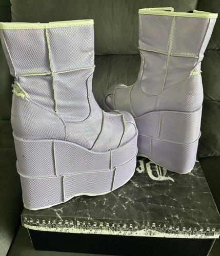 Demonia STACK 201 STACK 201 Size 9 Platform Ankle Boots LILAC EURO 39 ...