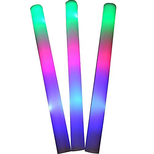 YMCtoys LED Light Up Foam Sticks Three Modes Color Changing Glow Party ...