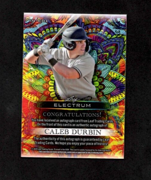 Caleb Durbin 2024 Leaf Electrum Intricate Ink Tie-Dye AUTO Autograph RC ...