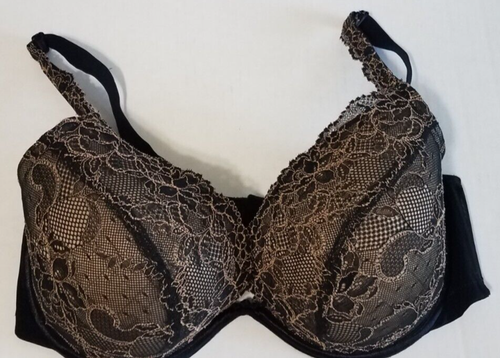 Cacique Black Gold Lace Lightly Lined Underwire Bra Size 40DDD | eBay