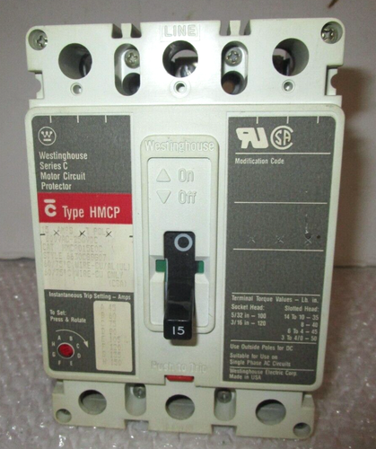Cutler Hammer HMCP015E0C Style 6630C88G07 15A 3P Breaker * New * | eBay