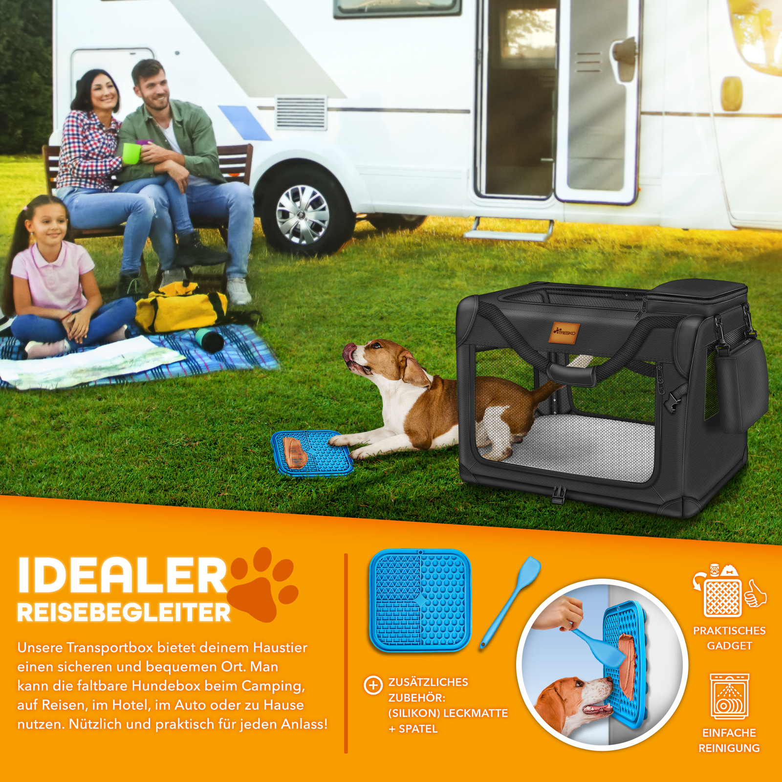 TRESKO® Hundebox faltbar Hunde Transportbox Auto Transporttasche ...