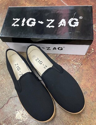 Zig Zag Wino Shoes-Black Slip-On * Tan Sole -7206BK | eBay