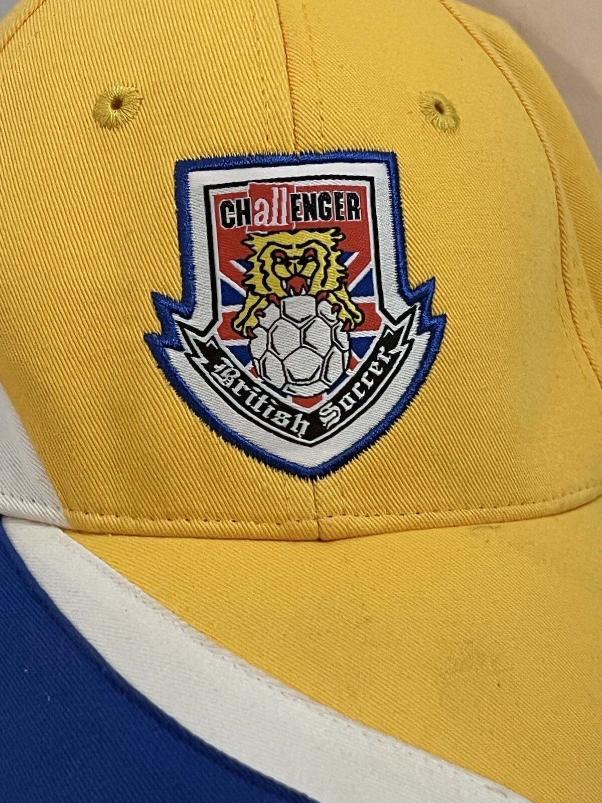 Challenger British Soccer Mens Hat Cap Hook Loop Yell… - Gem