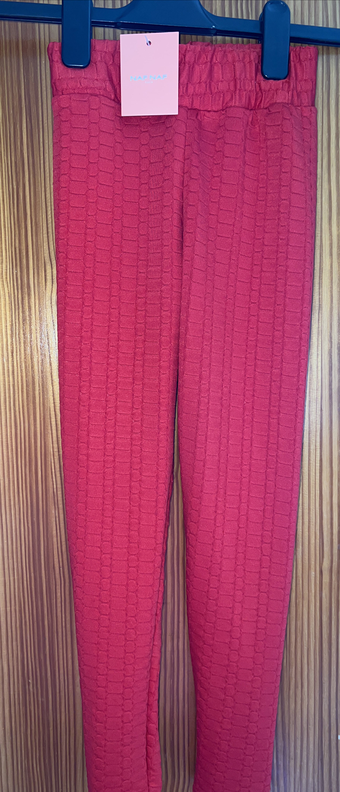 Naf Naf Red Leggings New Tags Age 8 Years Waffle Pattern Elastic Waist ...