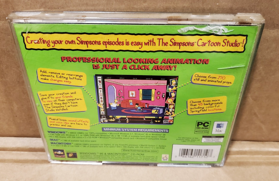 Simpsons Cartoon Studio (Windows/Mac, 1996) 86162117107| eBay