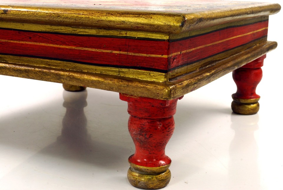 Bemalter kleiner Tisch, Minitisch, Blumenbank - Maritim rot/schwarz ...