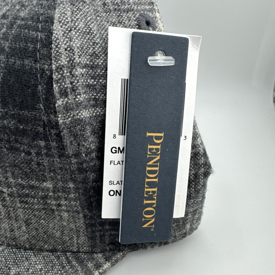 NWT Pendleton GRAY/BLACK/White PLAID WOOL Flat Brim Men's Women’s Hat Flat Bill | eBay
