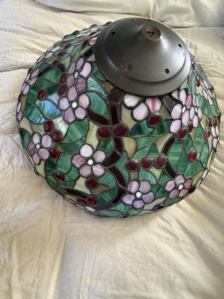 Tiffany Reproduction Cherry Blossom Stained Glass lamp SHADE ONLY 18 ...