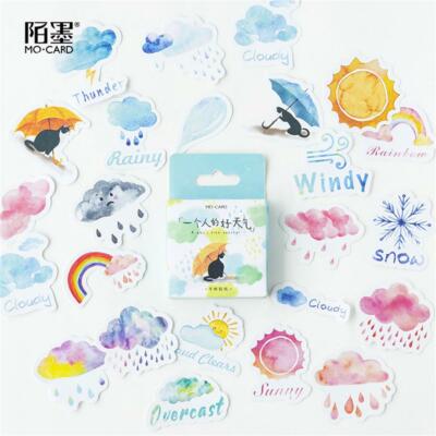 46pcs Weather Paper Stickers Diary Planner Journal Scrapbooking Seals ...