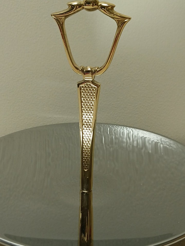 Vintage Kromex Tidbit Chrome Gold Handle Appetizer Serving Tray 8.75 ...