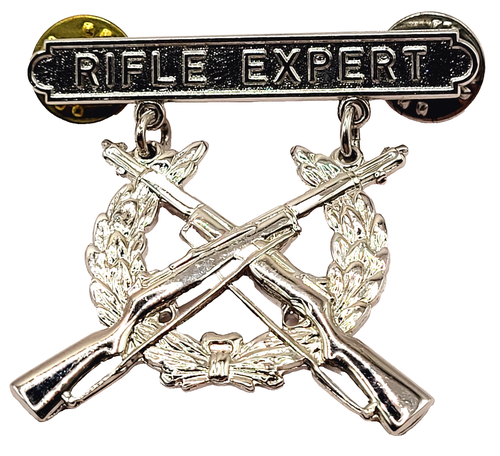USMC US Marine Corps Rifle Expert Badge Silver Tone Militaria Vintage ...