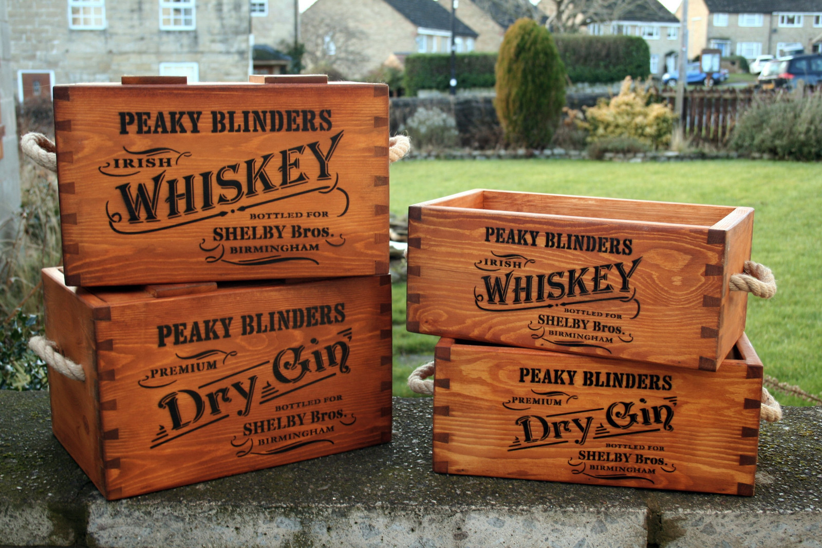 PEAKY BLINDERS WOODEN VINTAGE RUSTIC STYLE WHISKEY GIN STORAGE BOXES ...