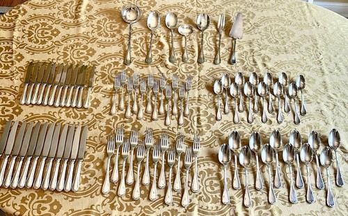CHRISTOFLE MALMAISON SILVERPLATED FLATWARE SET 79 PCS FOR 12 PEOPLE | eBay