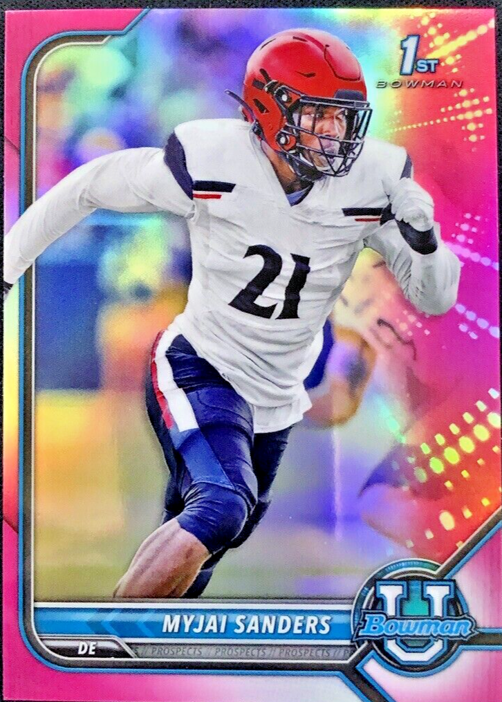 MYJAI SANDERS 2022 1ST BOWMAN TOPPS "PINK" REFRACTOR ROOKIE CARD #16 ...