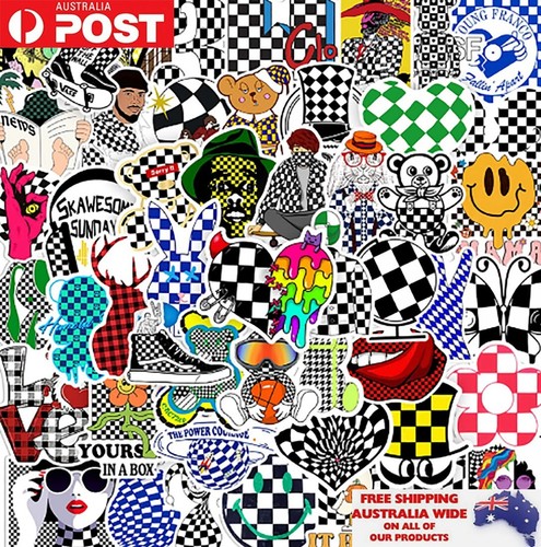 50x Trendy Checker Pattern Sticker Pack Waterproof Graffiti Phone Decal ...