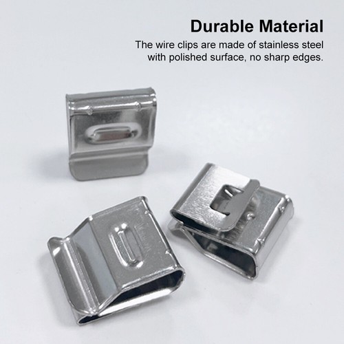 100pcs Stainless Steel Cable Clips Wire Management Self Double Line | eBay