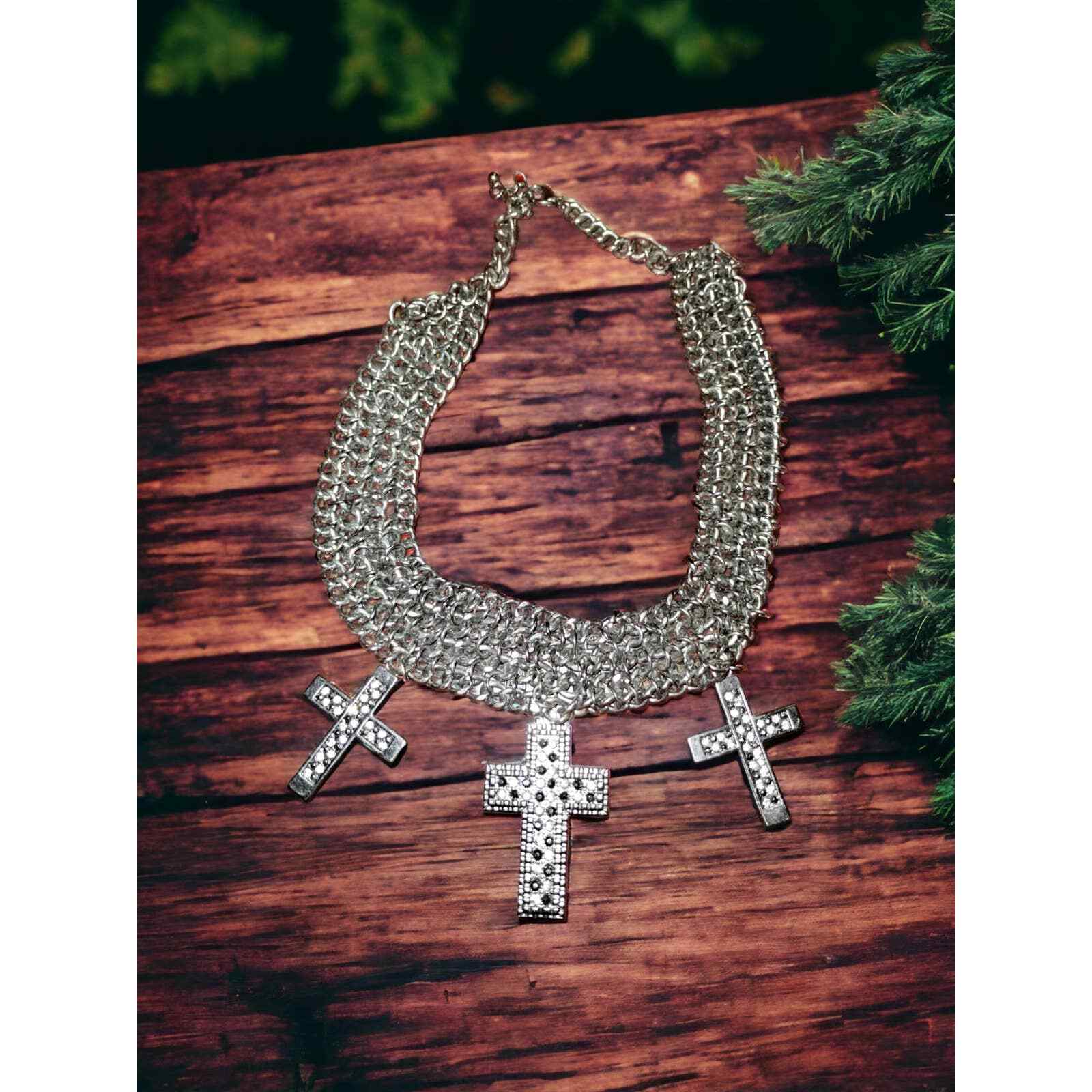 High end triple chain triple cross necklace | eBay
