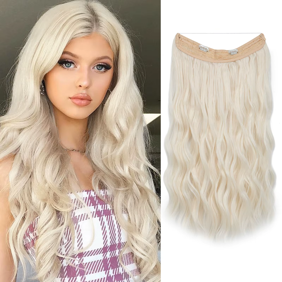 Synthetic Wave Invisible Clip in Hair Extensions Fish Line Ombre ...