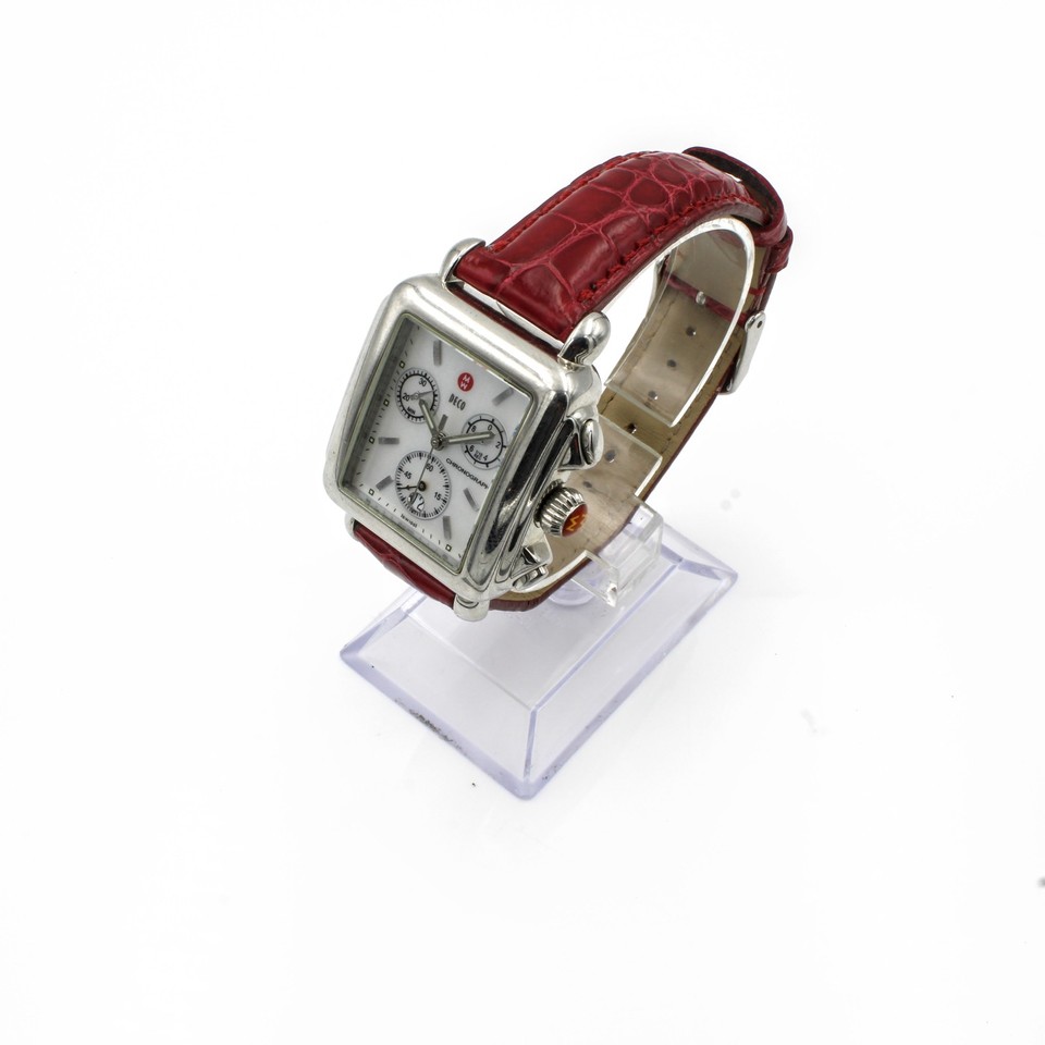 Michele Deco White Dial Chronograph Date Window Womens Quartz Watch # ...